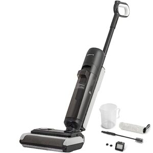 deco home 220w wet/dry all-in-one vacuum and hard floor cleaner, cordless battery with self-cleaning charging dock, 3 smart programs, digital display