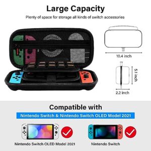 Jxtarar Switch Carrying Case Compatible with Nintendo Switch/Switch OLED, with 20 Games Cartridges Protective Hard Shell Travel Carrying Case Pouch for Console & Accessories, Black