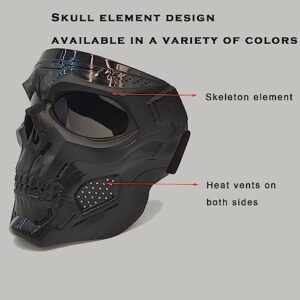 PPGAREGO Airsoft Mask | Ghost Mask | Motorcycle Face Mask | Skull Skeleton Mask | Airsoft Tactical Gear | for Halloween Paintball Game Party and Other Outdoor Activities (Black+Black)