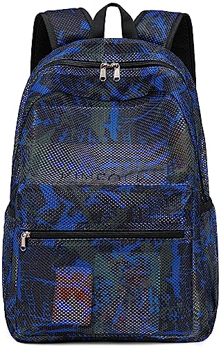 Bluboon Mesh Backpack Boys Girls Bookbags Kids Casual Bags Student Bookbags Semi -Transparent Waterproof Backpack Bags for Beach