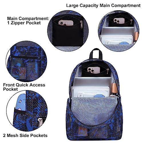 Bluboon Mesh Backpack Boys Girls Bookbags Kids Casual Bags Student Bookbags Semi -Transparent Waterproof Backpack Bags for Beach