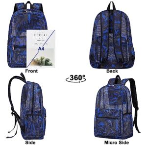 Bluboon Mesh Backpack Boys Girls Bookbags Kids Casual Bags Student Bookbags Semi -Transparent Waterproof Backpack Bags for Beach