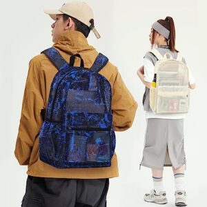 Bluboon Mesh Backpack Boys Girls Bookbags Kids Casual Bags Student Bookbags Semi -Transparent Waterproof Backpack Bags for Beach