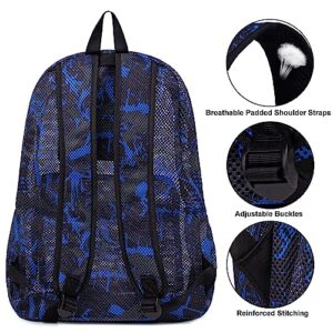 Bluboon Mesh Backpack Boys Girls Bookbags Kids Casual Bags Student Bookbags Semi -Transparent Waterproof Backpack Bags for Beach