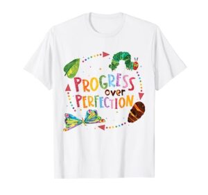 progress over perfection caterpillar back to school teacher t-shirt