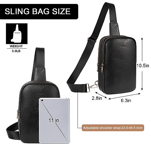 CLUCI Sling Bag for Men Crossbody Fanny Pack Leather Large Sling Backpack for Women Travel Hiking Outing Unisex