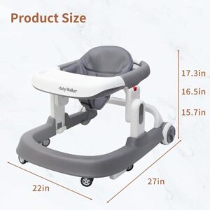 Baby Walker, 3-Gear Height Adjustable Foldable Infant Toddler Walker with Foot Pads, Baby Walker with Wheels, Baby Walkers and Activity Center, Baby Walkers for Baby Boys and Baby Girls 6-24 Months