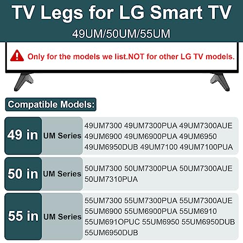 TV Legs for LG TV Stand Replacement Base, for 49 50 55 Inch UM Series LG TV Legs 55UM7300 55UM7300PUA 55UM6900 55UM6900PUA 55UM6910 55UM691OPUC 55UM6950 55UM6950DUB 50UM7300 49UM6950 with Screws‎