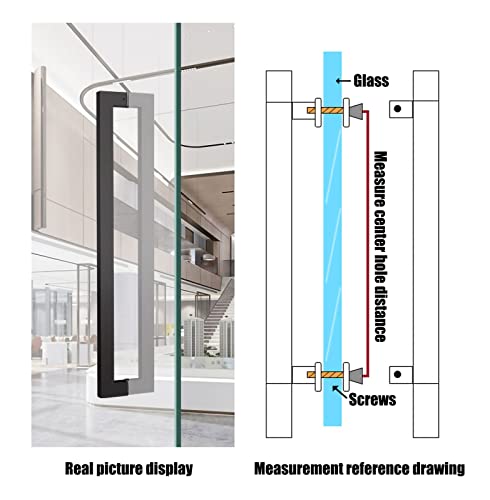 SUCHETA Stainless Steel Square Push Pull Modern Door Handle,Modern Commercial Entrance Modern Door Handle for Shower Sliding Glass/Barn Door/Interior Exterior Door,Easy to Install