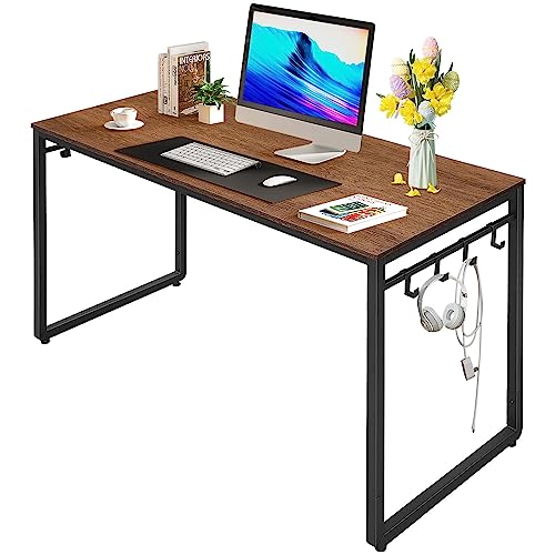 Zanzio 55.1 Inch Home Office Desk, Computer Writing Table, Computer Workstation, Rustic Brown