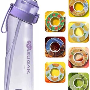 NEWNAN Fruit Fragrance Water Bottle, New Portable Scent Water Cup Flavor Pods for Airs Up, Sports Water Cup Suitable for Outdoor Birthday Gift(500ml purple+7 Rings)