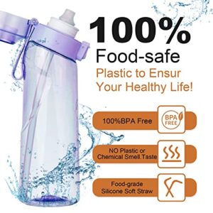 NEWNAN Fruit Fragrance Water Bottle, New Portable Scent Water Cup Flavor Pods for Airs Up, Sports Water Cup Suitable for Outdoor Birthday Gift(500ml purple+7 Rings)