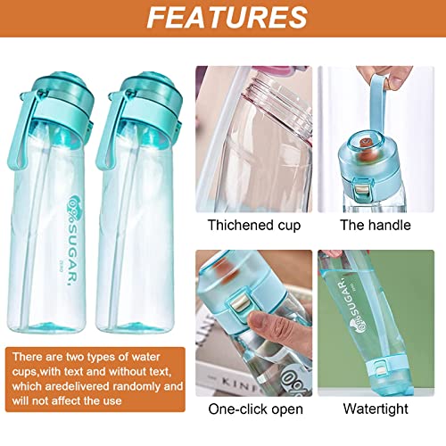 NEWNAN Fruit Fragrance Water Bottle, New Portable Scent Water Cup Flavor Pods for Airs Up, Sports Water Cup Suitable for Outdoor Birthday Gift(500ml purple+7 Rings)