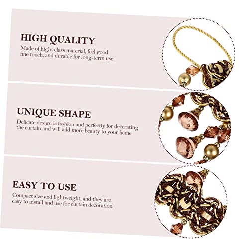 RUNROTOO 2pcs Braided Curtain Ties Outdoor Decoration Crystal Holder Magnetic Ties Curtain Holder Rope Curtain Tiebacks Handmade Holdbacks Shower Curtain Tie Backs Curtain Accessory Bohemia