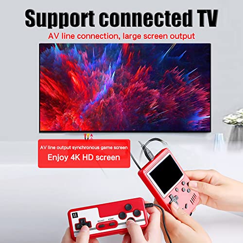 Handheld Game Console , 400 Handheld Classic Games, 3 inch LCD Screen and Additional Controller, Portable Retro Game Console, Retro Handheld Game Console Supports for Connecting TV & Two Players (Red)