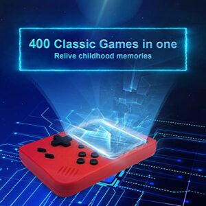 Handheld Game Console , 400 Handheld Classic Games, 3 inch LCD Screen and Additional Controller, Portable Retro Game Console, Retro Handheld Game Console Supports for Connecting TV & Two Players (Red)