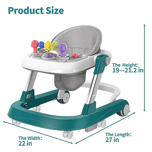 Baby Walker, 3-in-1 Foldable Baby Walkers and Baby Activity Center with Music &Toys Tray, 8-Gear Height Adjustment Infant Toddler Walker, Baby Walker with Wheels for Baby Boys and Girls 6-24 Months…