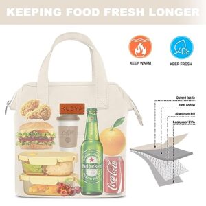 KUBYA Lunch Bag Simple Lunch Box for Women Men Insulated Lunch Bag & 1 Storage bag Simple Reusable Lunch Tote Bag for Work, Picnic Beach or Travel (Beige)