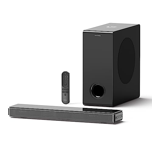 ULTIMEA Sound Bars for TV with Subwoofer, 2.1ch Deep Bass Surround Sound System for TV Ultra Slim PC Soundbar for Game, Bluetooth 5.3 Home Theater Audio TV Speakers for HD-ARC/OPT/AUX, Nova S40 Series