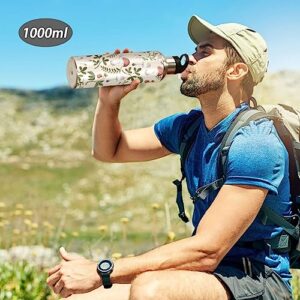 Kigai Mushroom Pattern Stainless Steel Sports Water Bottle BPA-Free Vacuum Insulated Leakproof Wide Mouth Flask with Straw Lid Keeps Liquids Cold or Hot for Gym Travel Camping