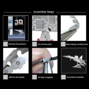 JOMIOD 3D Metal Model Kits, J20 Jet Military Airplane Model Building Kits for Teens Men Hobbies Toys, 3D Metal Puzzle for Adults DIY Brain Teaser Puzzles, Great Birthday Gifts (J-15)