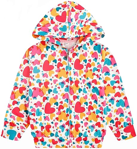 Popshion Baby Girl Jacket Heart Zip up Cute Sweatshirt Kids Warm Coats light Spring Outerwear Toddler Girls Valentine's Day Hoodie 5t