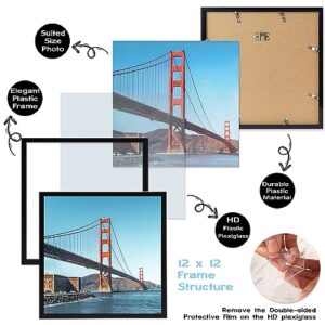 OMISHE 12x12 Picture Frame Black for Wall Hanging, 12 x 12 Frame Wall Mounting Horizontally or Vertically, 12 by 12 Wall Gallery Photo Frame, Black