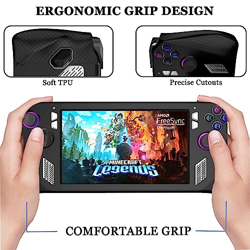 NINKI Silicone Case Compatible ROG Ally Game Console Protector,Flexible Shockproof Anti-Scratch Drop-Proof Non-Slip Full Protective Case for ASUS ROG Ally Gaming Handheld Cover Case Accessories,Black