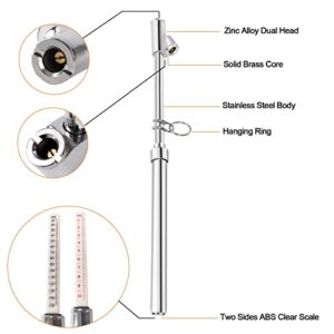 GODESON Dual Head Tire Pressure Gauge,Heavy Duty Pen Tire Gauge Range 10-150PSI and GODESON Air Chuck for Semi Truck, 1/4" FNPT 11.8" Extended Reach Dual Head Brass Air Chuck with Brass Quick Plug, 2-