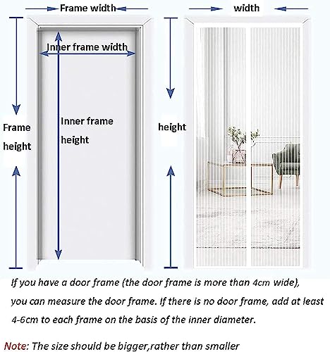 Mesh Door Screen with Magnets Heavy Duty Screen Door mesh Magnetic Screen Door Screen Door Mosquito Door net Magnetic (W x L:95x210cm(37×82inch),Striped Gray)