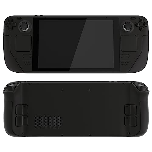 eXtremeRate Black Soft Touch Custom Faceplate Back Plate Shell for Steam Deck, Handheld Console Replacement Housing Case, DIY Full Set Shell with Buttons for Steam Deck Console - Console NOT Included