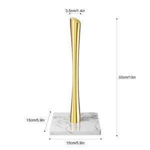 Welisya Marble Paper Towel Holder Gold Countertop,Standing Kitchen Paper Towel Holder Roll Holder- for Kitchen Bathroom Countertop, Standard Paper Towel Holder (with Marble Base)