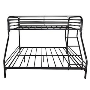 EMKK Twin Over Full Metal Bunk Bed Heavy Duty Bunk Beds Frame with Side Ladders Convertible Bunkbed with Safety Guard Rails, Metal Bunk Bed Frame, No Box Spring Needed