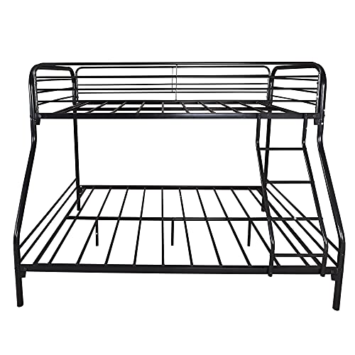 EMKK Twin Over Full Metal Bunk Bed Heavy Duty Bunk Beds Frame with Side Ladders Convertible Bunkbed with Safety Guard Rails, Metal Bunk Bed Frame, No Box Spring Needed