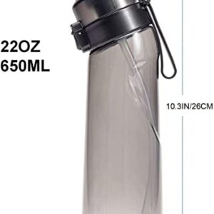 Air Up Water Bottle, 650ML Fruit Fragrance Water Bottle with 4 Air Up Flavour Pods, 0% Sugar Water Cup BPA Free, Sports Water Cup Suitable for Gym and Outdoor Sports (Black+4 Pods)