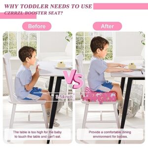 Toddler Booster Seat for Dining Table, Stronger Support Booster Seat for Table Washable 2 Safer Straps Non-Slip Bottom Portable Booster Seat for Kids Child Baby Increasing Cushion for Travel Home