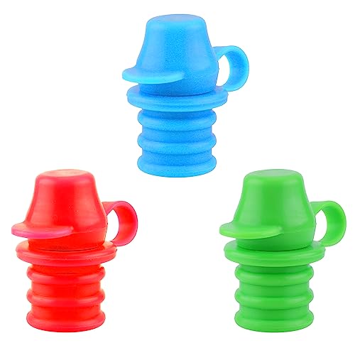 3pcs Silicone Water Bottle Top Spouts, No Spill Baby Food Pouch Toppers Softsip Food Pouch Tops Squeeze Pouch Topper Bottles Top Spout Adapter for Most Bottles Kids Adults (3 Colors)