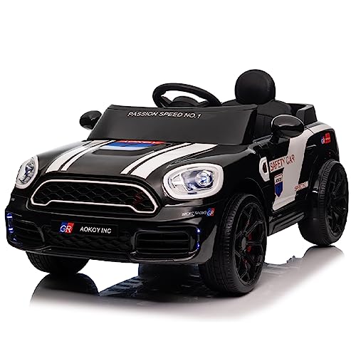 12V Electric Drift Kart, Go Kart for Kids 3+, Battery Powered Ride On Car with Remote Control, Go Carts Drifting Toy Vehicle with Built-in Music, Lockable Doors, Black