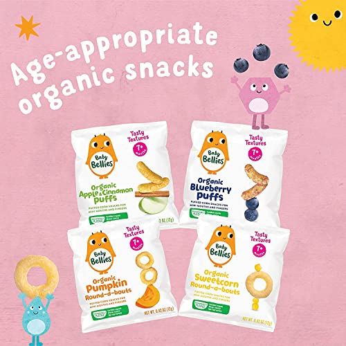 Little Bellies Organic Puffs Baby Snack, Blueberry, Pack of 18