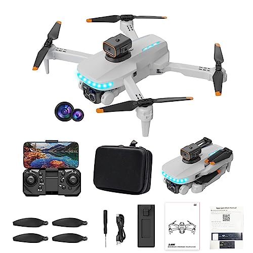 WiFi FPV Mini Drone With 4K HD Dual Camera Altitude Hold Mode Foldable RC Drone Quadcopter Circle Fly, Route Fly, Altitude Hold, Headless Mode (White)