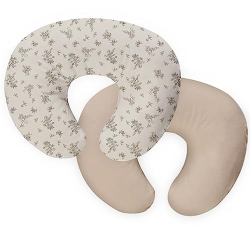 lethooly Nursing Pillow Cover,2-Pack Removable Cover for Breastfeeding Pillows,Ultra-Soft Baby Nursing Pillow, Fits Newborn Feeding Pillow 22.5in*18in（Rosebuds and Vines）