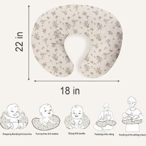 lethooly Nursing Pillow Cover,2-Pack Removable Cover for Breastfeeding Pillows,Ultra-Soft Baby Nursing Pillow, Fits Newborn Feeding Pillow 22.5in*18in（Rosebuds and Vines）