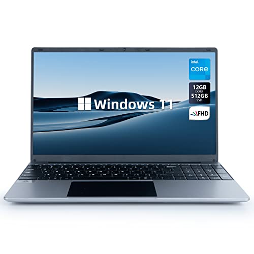 ANMESC Laptop Computer Laptop 15.6" with 1080P FHD Display, Quad-Core Intel Celeron N5095 Processors, 12GB DDR4 512GB SSD,Windows 11 Laptop Computers, 2.4G/5G WiFi, Bluetooth 4.2