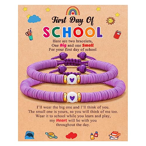 UPROMI Back to School Bracelet Mommy and Me 1st First Day of School Bracelet Mom and Daughter Matching Mother Daughter Heart Bracelets, First Day of Back to School Gifts for Girls