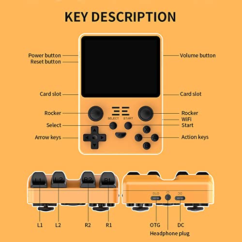 Portable Retro Handheld Games Console,3.5 Inch IPS Retro Console Open Source Classic Emulator Gaming Console,for Kids Xmas Gift-A