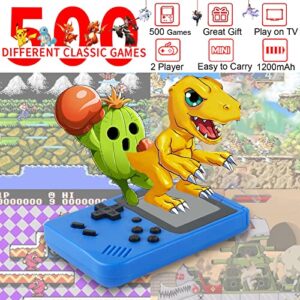 Retro Handheld Game Console, 500 Games Portable Hand Held Video Game for Kids & Adult Classical FC Games with 3.0-Inch Screen Rechargeable Battery Handheld Gaming Two Players Support for TV