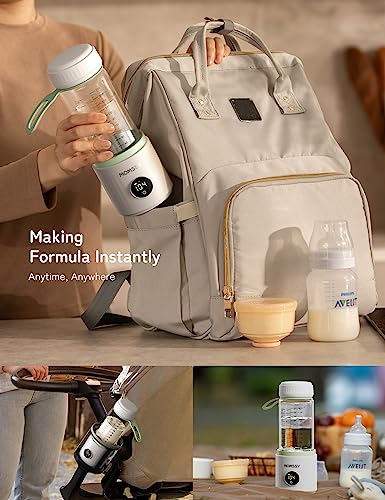 MOMSSY Portable Bottle Warmer, Baby Bottle Warmer for Breastmilk Formula, Smart Temperature Setting with Auto Shut-Off, Travel Bottle Warmer for Baby Brew, Milk Warmer USB Rechargeable Cordless White