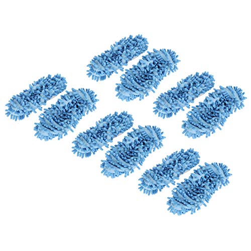 Ozgkee 10Pcs Chenille Mop Slippers Multifunction Floor Shoes Dust Cleaner Accessory (Blue)