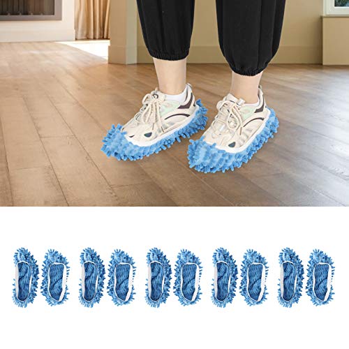 Ozgkee 10Pcs Chenille Mop Slippers Multifunction Floor Shoes Dust Cleaner Accessory (Blue)