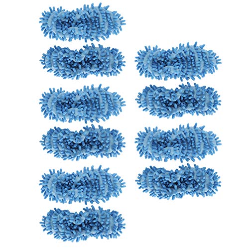 Ozgkee 10Pcs Chenille Mop Slippers Multifunction Floor Shoes Dust Cleaner Accessory (Blue)